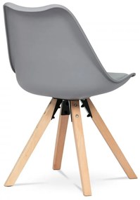 Jídelní židle, šedá plastová skořepina, sedák ekokůže, nohy masiv přírodní buk CT-761 GREY