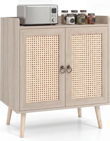 Costway Příborník s ratanovými dvířky kuchyňská skříňka – 67 × 38 × 77 cm