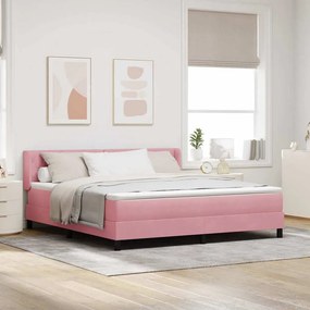 Postel s boxspringem s čelo Růžová 200 x 180 cm samet 3341431