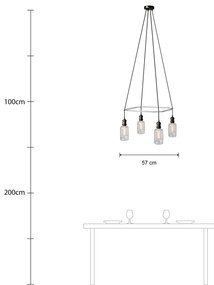 creative cables Lustr cage crystal se 4 žárovkami Barva: Černá Perleť