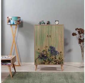 Dřevěná skříň Ananias Flower, výška 127 cm