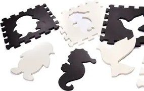 KIK Pěnové puzzle kontrastní černo-krémové / 30 x 30 cm / 25 dílků / E