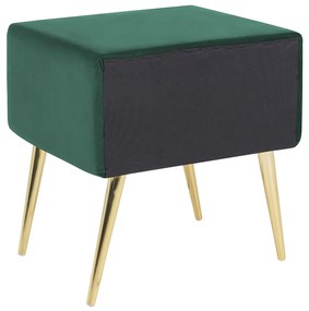 Sametový noční stolek se zásuvkou zelený FLAYAT Beliani