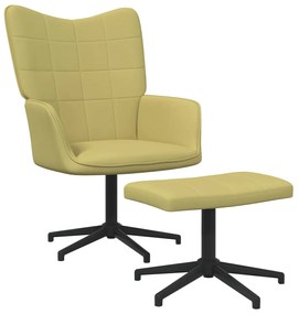 327979 vidaXL Relaxační křeslo se stoličkou zelené textil