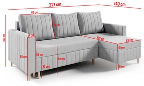 Eka Rohová sedačka TAMPA, 227 cm Roh sedačky: Pravý roh, Barva látky: MONOLITH 85