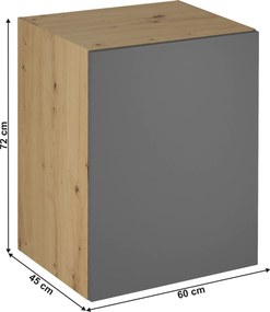 Horní skříňka, dub artisan/šedý mat, univerzální, LANGEN G60G