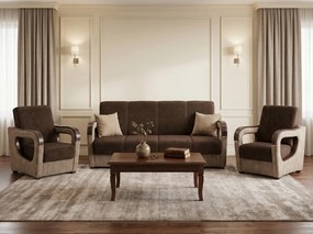 FALCO Sedací souprava Vanda 3f+1+1 Vogue 6/3 hnědo béžová se dřevem