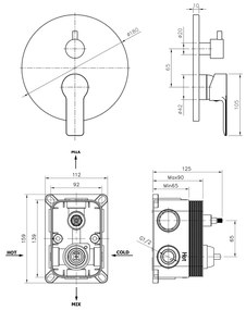 Bruckner BARON podomítkový sprchový set s pákovou baterií, 2 výstupy, chrom 612.142.1
