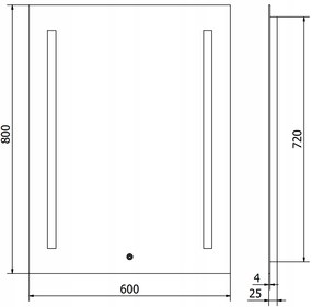 Obdélníkové zrcadlo MEXEN REMI 60x80 cm - s LED podsvícením a vyhříváním, 9804-060-080-611-00