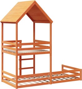 Patrová postel se střechou voskově hnědá 90x190 cm borové dřevo 3282398