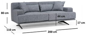 Hanah Home Dvoumístná pohovka BENTLEY šedá 560ARE1507