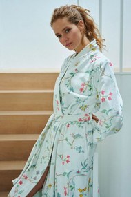Pip Studio Les Fleurs bavlněný froté župan - bílý (Dámský župan z bavlněného froté středně dlouhý)