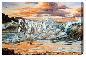 Obraz Koně U Moře Nedostatek Nedostatek Přírodní plátno 120x80