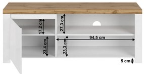 Televizní stolek VILGO 1D160, lesklá bílá