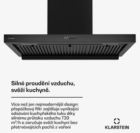Klarstein AeroClean digestoř, 649,9 m³/h, 4 úrovně, EEK A++, odsávání/recirkulace vzduchu