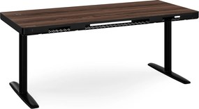 Elektrický psací stůl sit-stand se zásuvkou a bezdrátovou nabíječkou Qi černý/ořech, 1600 mm: ELLIS