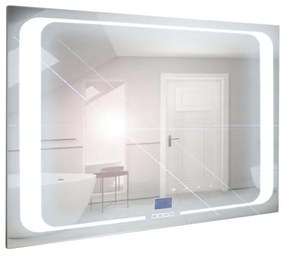 Comodo Zrcadlo závěsné s pískovaným motivem a LED osvětlením Nikoletta LED 4 Typ: dotykový vypínač a digitální display s hodinami, Rozměry (cm): 120x65 - (Nikoletta LED 4/120)