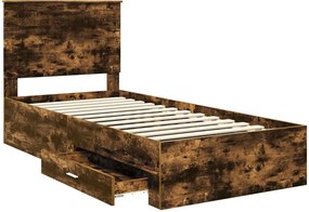Rám postele s čelo Kouřový dub 90 x 190 cm Kompozitní dřevo 3411363