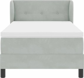 Postel s boxspringem s čelo Světle šedá 100 x 200 cm samet 3340376