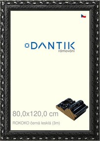 DANTIK rámeček 80x120 | ROKOKO černá lesklá (Plexi Čiré)