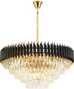 Toolight Toolight, stropní závěsná křišťálová lampa 9xE14 APP1058-CP, černá-zlatá, OSW-04400