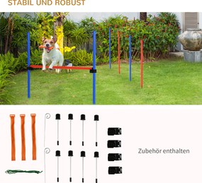 Výcvikové zařízení pro psy PawHut Agility, cvičební sada pro agility, tréninkový areál pro psí sporty 3 v 1, modrá+červená | Aosom