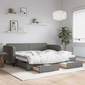 Válenda s přistýlkou a zásuvkami tmavě šedá 90 x 190 cm textil 3196863