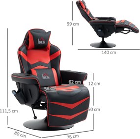 HOMCOM polohovací křeslo s masážní funkcí, ergonomické, lounge křeslo s vysokým opěradlem, polštářem, držákem na nápoje, TV křeslo, imitace kůže | Ao…