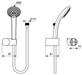 Ideal Standard Idealrain - Sprchová sada S3 s 3-funkční ruční sprchou Ø80 mm, Chrom, B9507AA