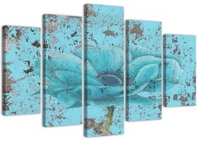 Gario Obraz na plátně Modrá květina - 5 dílný Rozměry: 100 x 70 cm