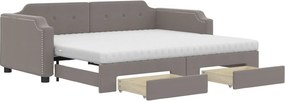 Válenda s přistýlkou a zásuvkami taupe 100 x 200 cm textil 3197696
