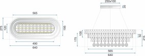 Toolight, Křišťálové závěsné stropní svítidlo LED 102W + dálkové ovládání APP417-CP, chromová, OSW-65015