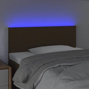 Čelo postele s LED tmavě hnědé 90x5x78/88 cm textil 3121317
