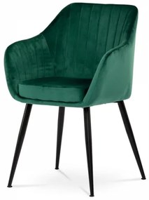Jídelní židle zelená sametová látka kovové nohy černý matný lak PIKA GRN4