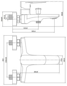 Cersanit S951-377 - Vanová baterie LARGA lesklý chrom