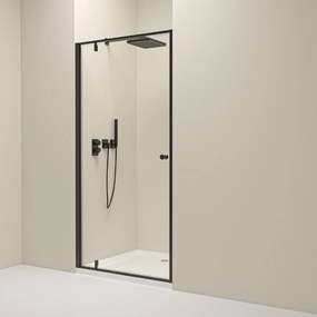 Erga Sydney, 1-křídlé výklopné sprchové dveře do otvoru 80x195 cm, 6mm čiré sklo, černý profil, ERG-V02-SYDNEY-D080-BK