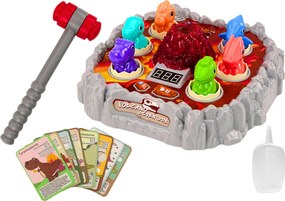 LEAN Toys Obratnostní hra Wac A Mole Dinosauři – sopka s kouřovým efektem, světly a zvuky