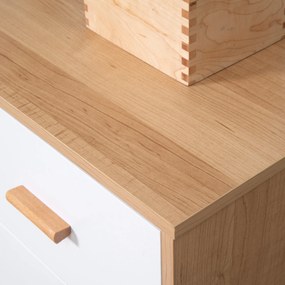 HOMCOM Dřevěná Komoda se 3 Zásuvkami, Vysoká Úložná Skříň Moderní s Vznesenými Nohami pro Ložnici a Obývací Pokoj 80x39x80 cm Bílá a Přírodní