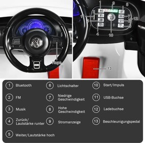 Costway VW Beetle dětské auto s hudbou a 2 režimy osvětlení včetně 2,4 G