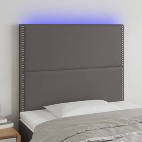 Čelo postele s LED šedé 100x5x118/128 cm umělá kůže 3122372