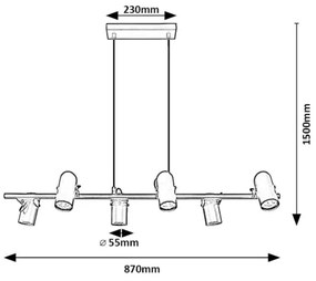 Rabalux 73045 - Lustr na lanku MAXIMILIAN 6xGU10/25W/230V