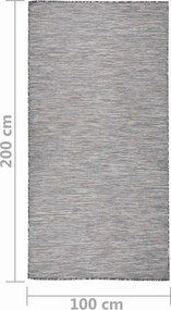 Venkovní hladce tkaný koberec 100x200 cm hnědý a modrý 340815