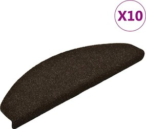 Schodové rohože samolepicí 10 ks 65 x 21 x 4 cm tmavě hnědé, půlkulaté, velké 149711