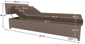 Čalouněná válenda s poloh. a úlož. prostorem DALLAS 108x205 cm hnědá/tmavě hnědá