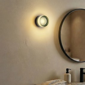 Designová nástěnná lampa černá se světle zeleným sklem IP44 - Michele