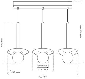 Lustr na lanku FUTURA 3xG9/7W/230V černá