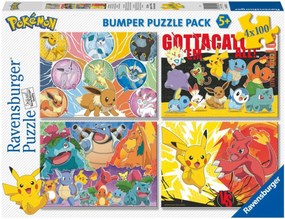 RAVENSBURGER Puzzle Pokémon 4x 100 dílků 36x26cm skládačka 4v1 2405651