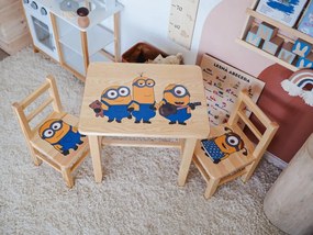 ČistéDřevo Dřevěný dětský stoleček s židličkami - Mimoni