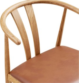 House Nordic Jídelní židle ARTENARA přírodní s hnědou kůží 1001493
