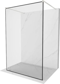 Mexen Kioto, sprchová zástěna Walk-In 100 x 200 cm, 8mm sklo černý vzor, ​​broušená ocel profil, 800-100-002-97-70